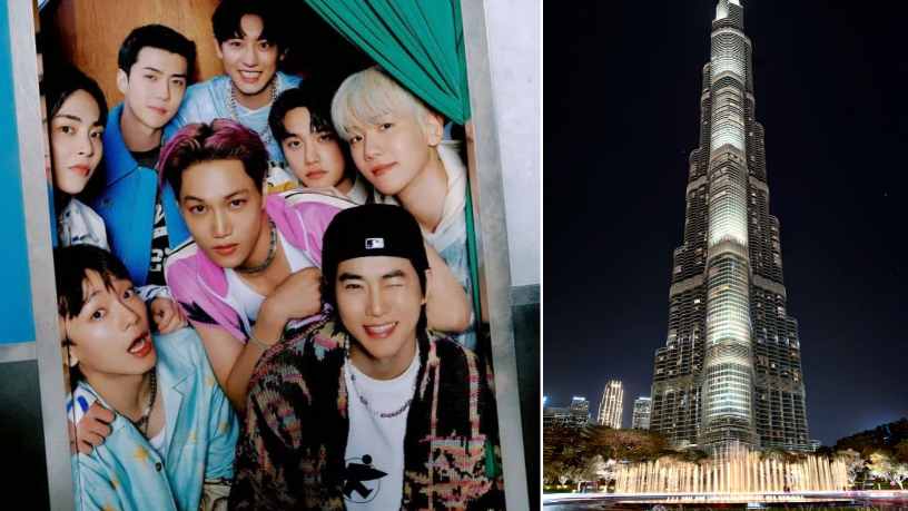 أغنية فرقة اكسو 'OMG Power' فــي نافورة برج خليفة دبي بالامارات ...